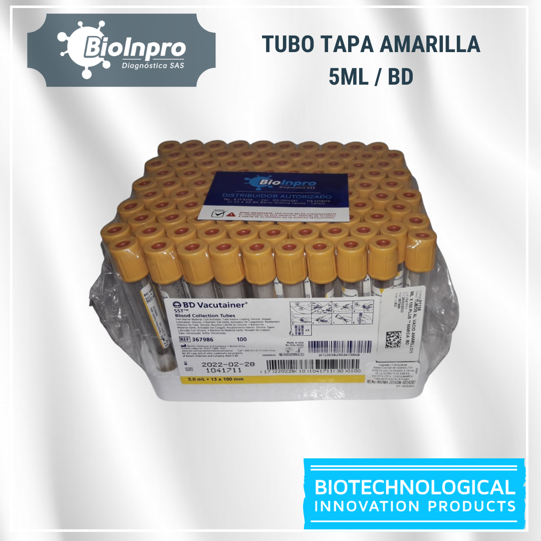 Tubo tapa amarilla 5 ml Bx100 / BD - BioInpro Diagnóstica SAS
